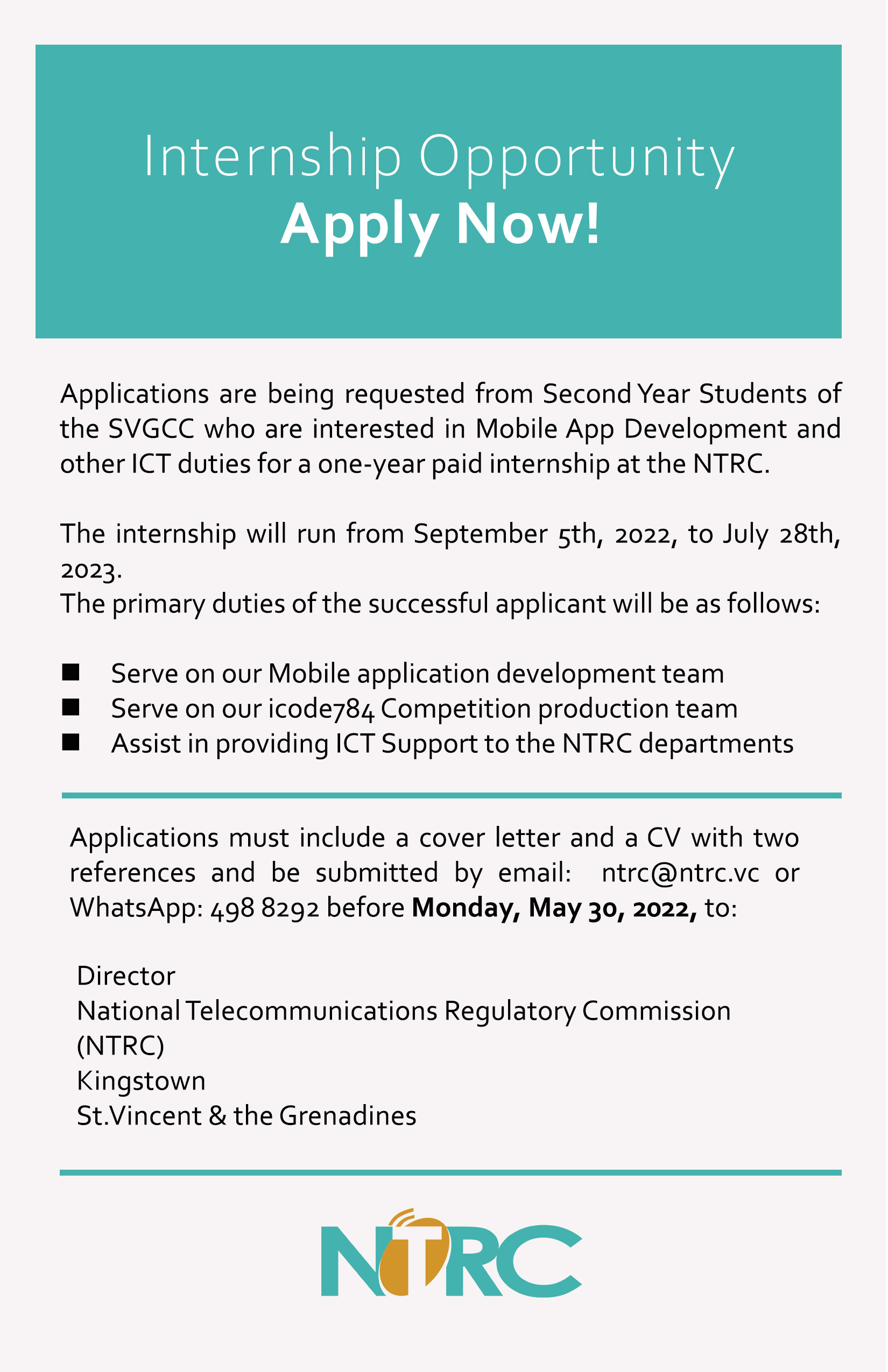 Internship Opportunity – National Telecommunications Regulatory ...